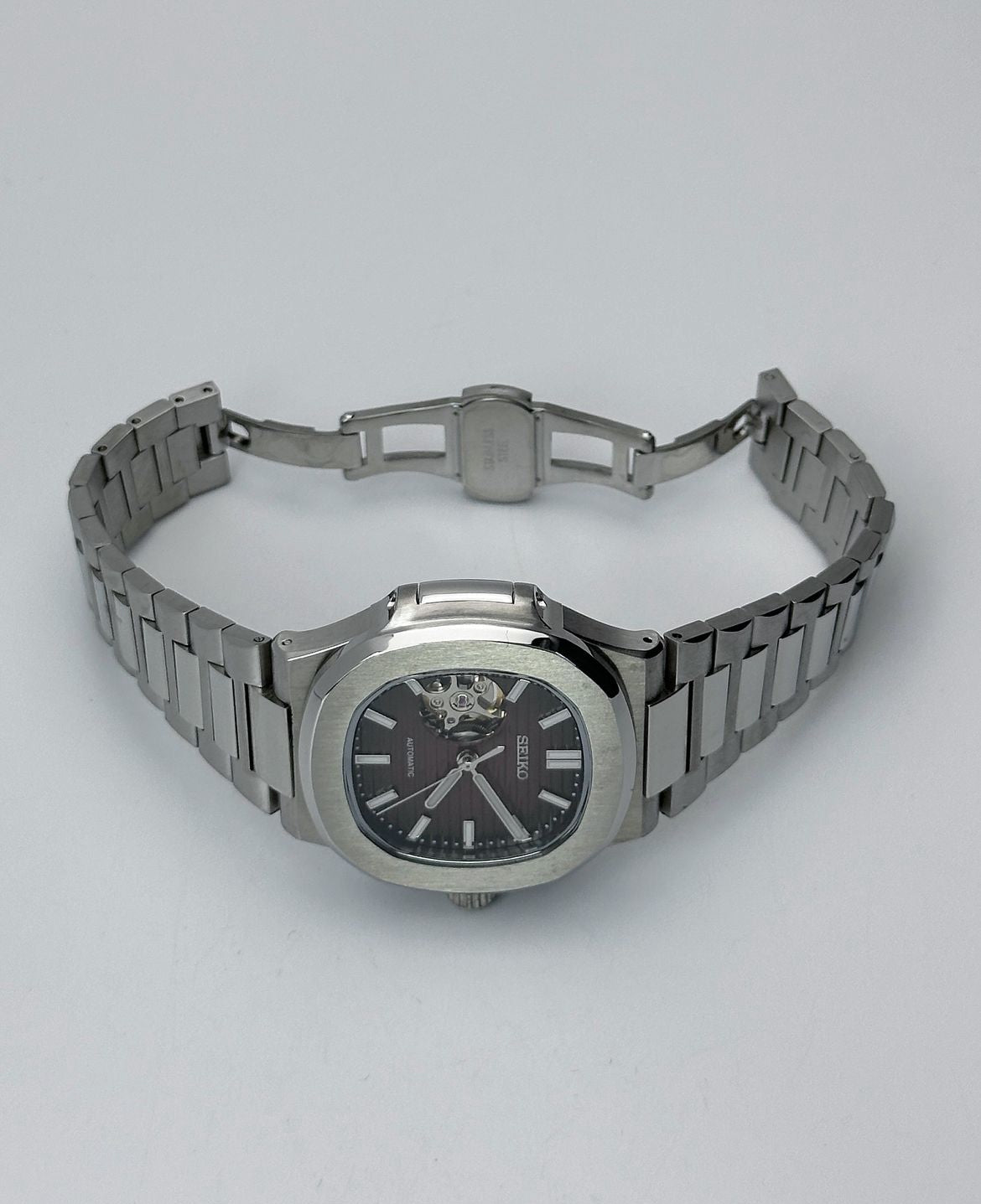 Seiko Mod Nautilus "Brown” Openheart – Oh My Mod Watches
