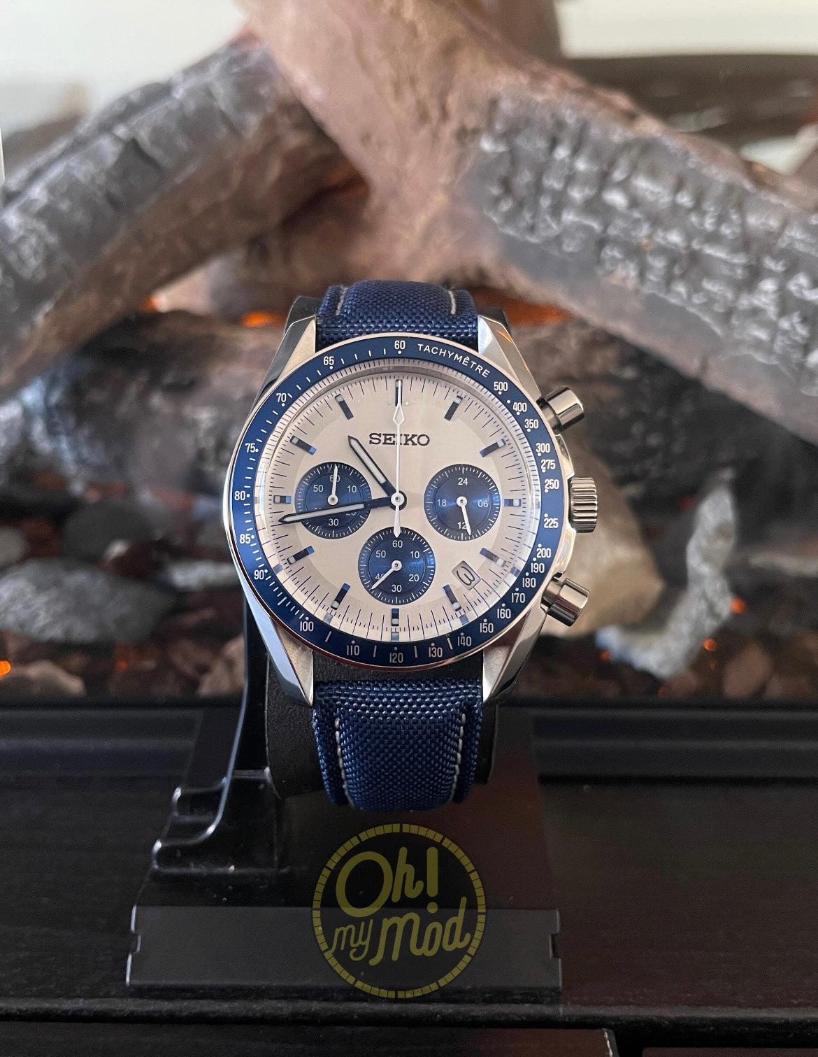 Seiko Mod Speedmaster “Silver & Blue” – Oh My Mod Watches