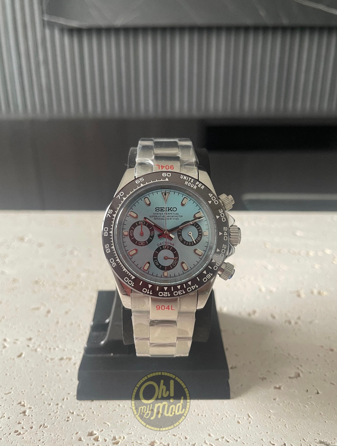 Seiko Mod Daytona "Ice Blue Platinum – Oh My Mod Watches