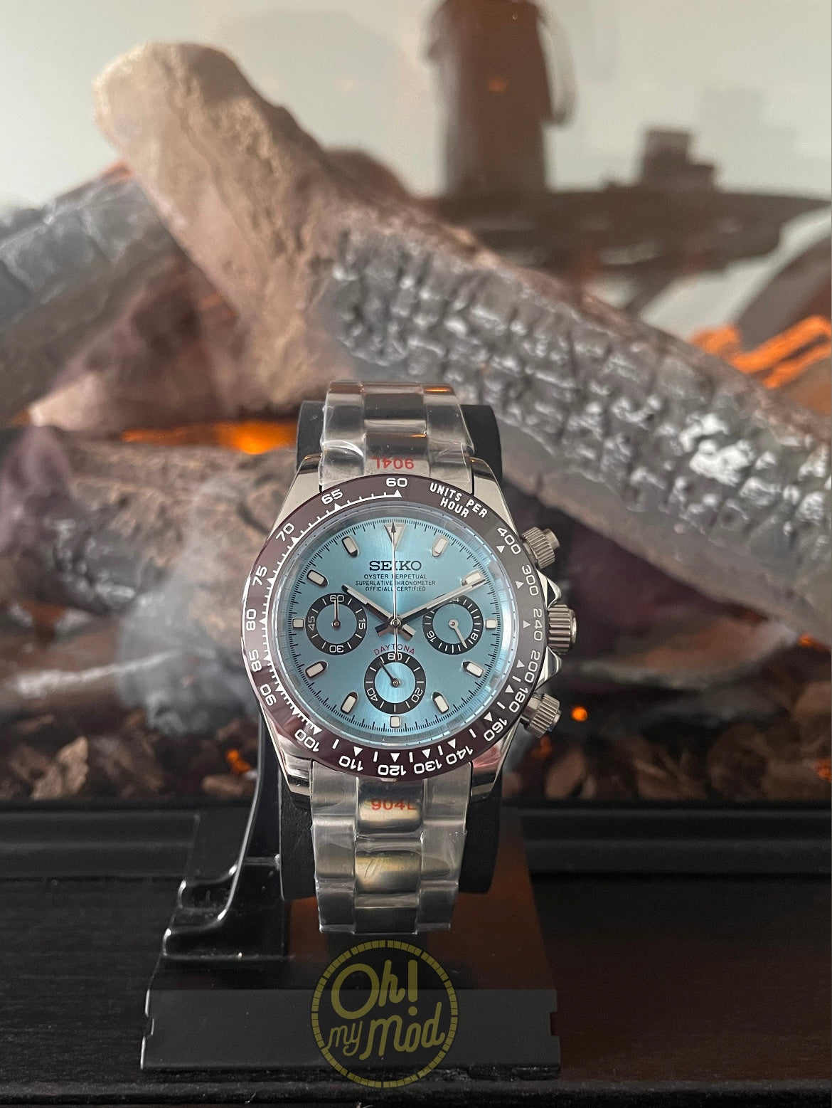 Seiko Mod Daytona "Ice Blue Platinum – Oh My Mod Watches