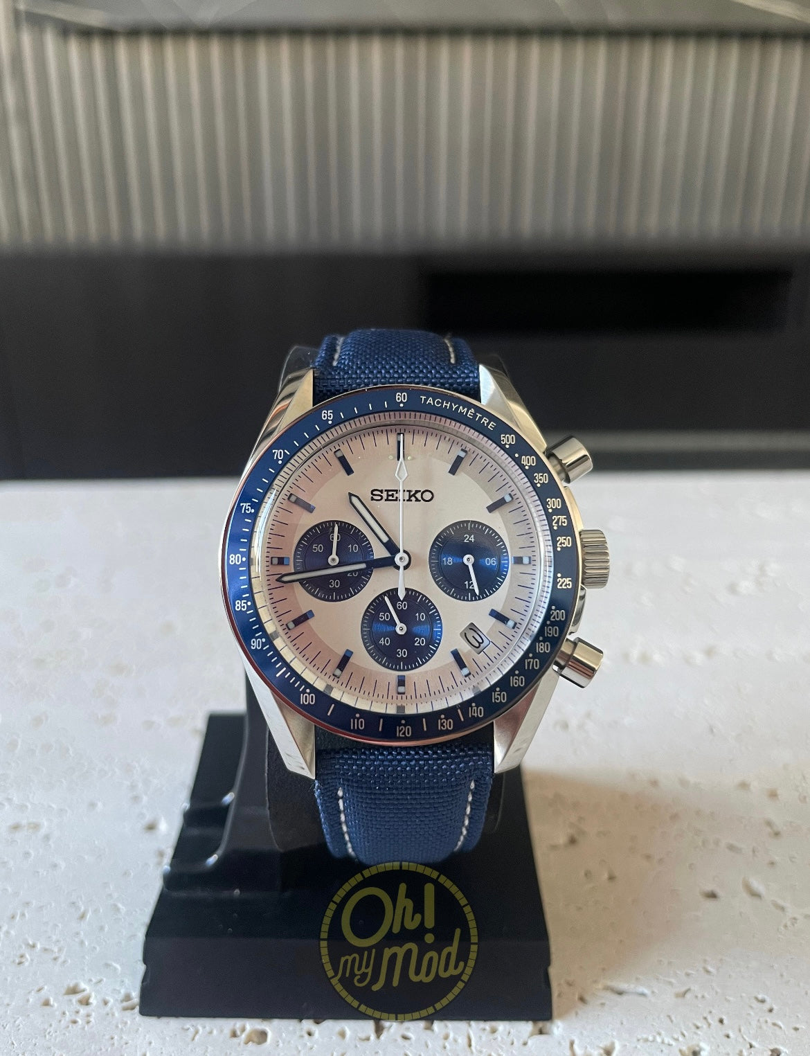 Seiko Mod Speedmaster “Silver & Blue” – Oh My Mod Watches