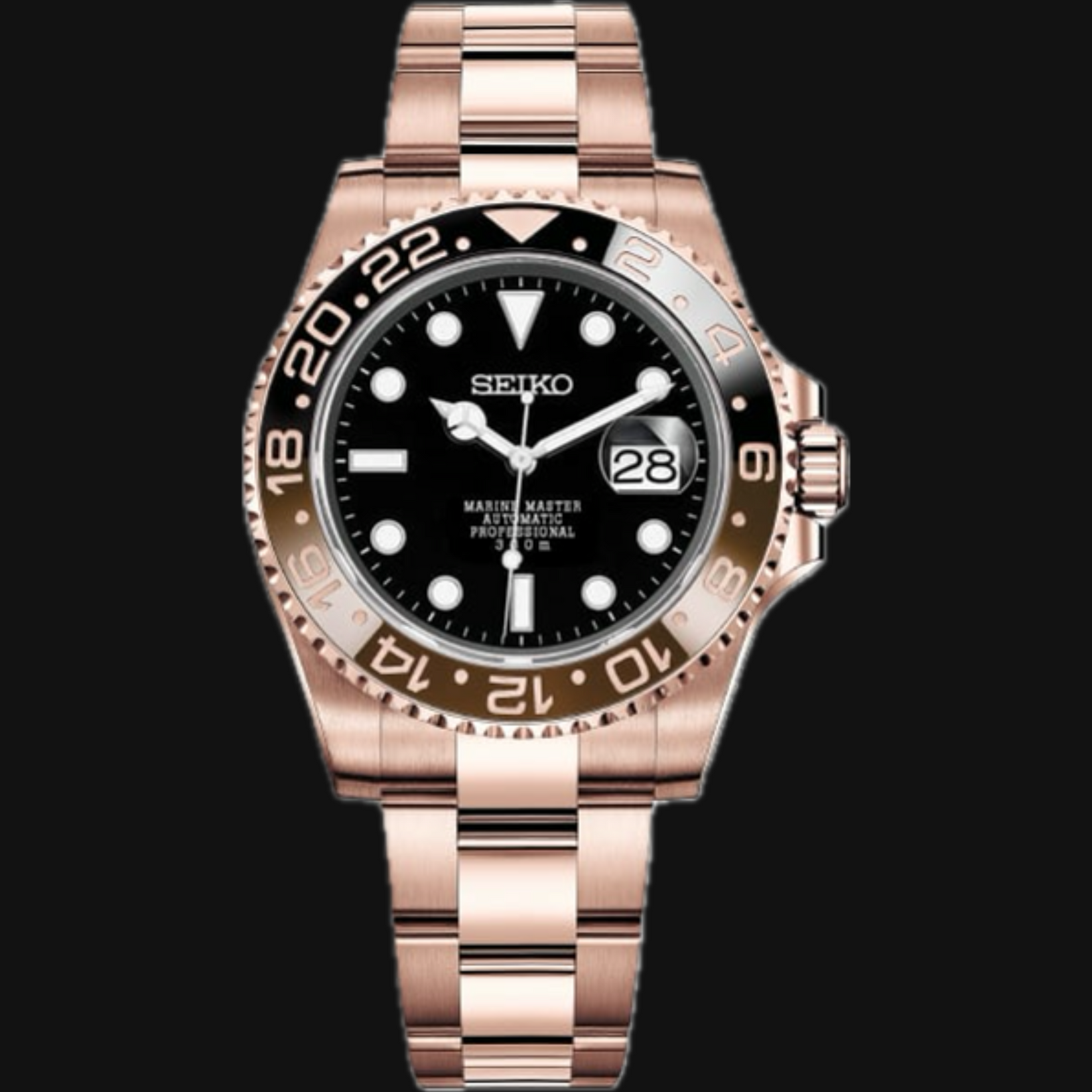 Seiko Mod Submariner "Root Beer Full Rose Gold" – Oh My Mod Watches